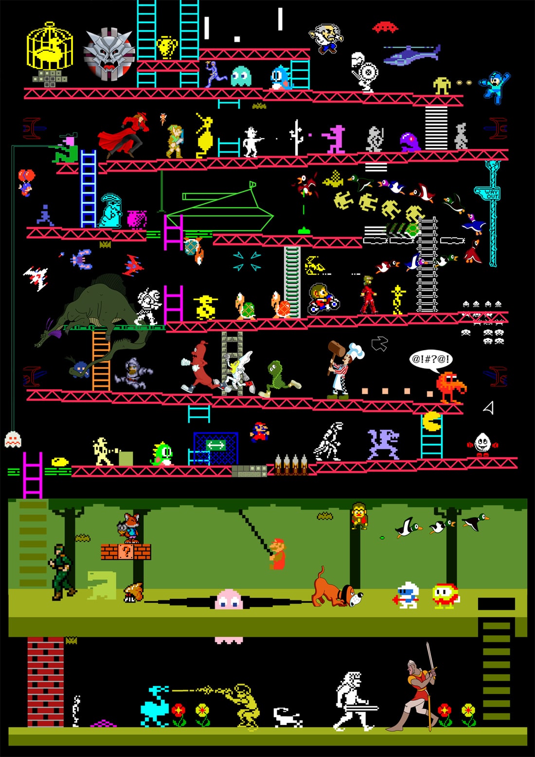 Arcade Games 50 Reto Video Game Classics In One Illustration